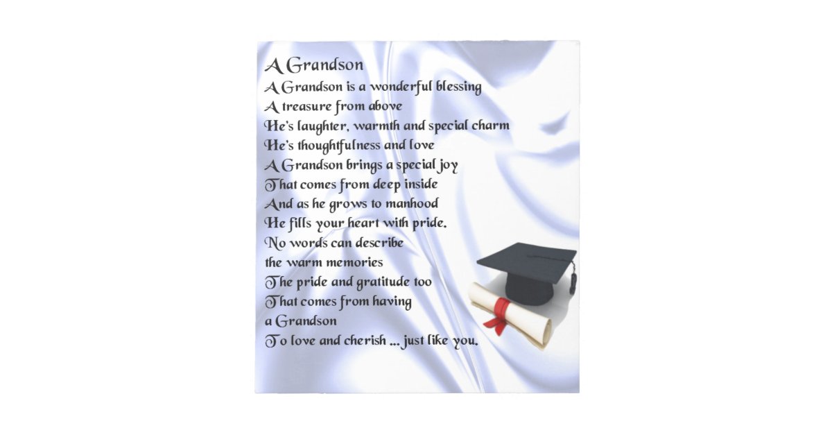 Graduation Grandson Poem Notepad | Zazzle