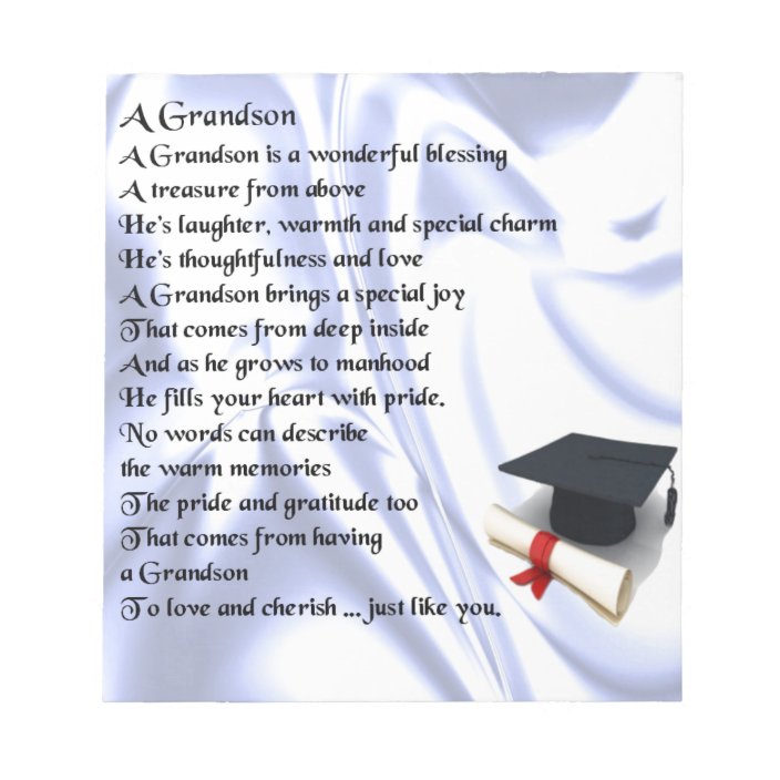 Graduation Grandson Poem Notepad | Zazzle.com