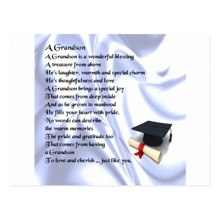 Graduation Grandson Poem Postcard | Zazzle.com