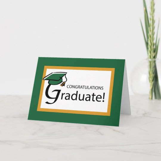 Graduation Green and Gold Congratulations Cap Card | Zazzle.com