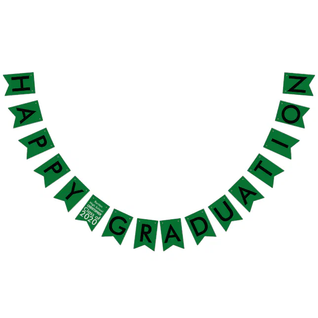 Graduation Green Black School Bunting Banner | Zazzle