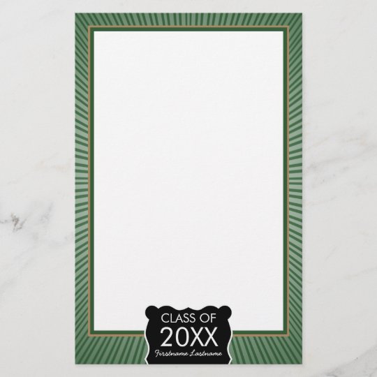Graduation - Green Border with Class of Stationery | Zazzle.com