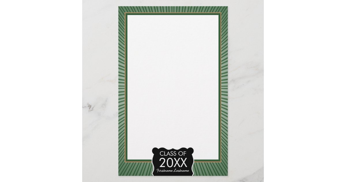 Graduation - Green Border with Class of Stationery | Zazzle