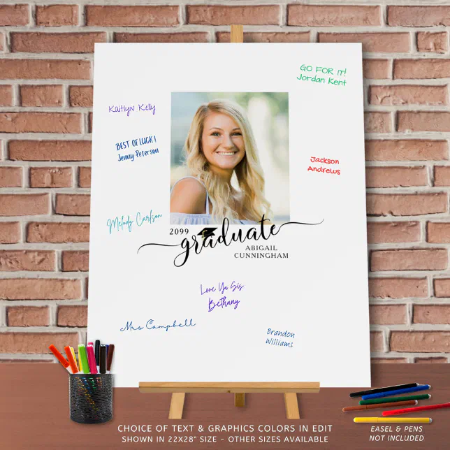 Graduation Guest Signatures Script Graduate Photo Foam Board | Zazzle