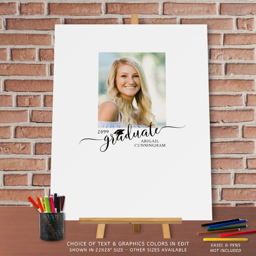 Graduation Guest Signatures Script Graduate Photo Foam Board | Zazzle