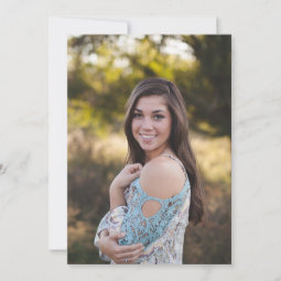 Graduation hand drawn bow wavy photo on back invitation | Zazzle