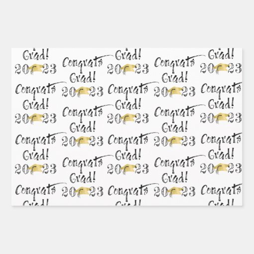 Graduation Hand Lettered CONGRATS GRAD Wrapping Paper Sheets | Zazzle