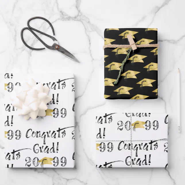 Graduation Hand Lettered CONGRATS GRAD Wrapping Paper Sheets | Zazzle