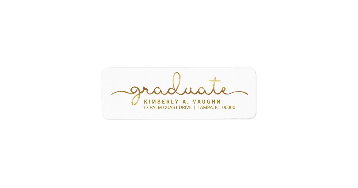 Graduation Handwritten Gold Foil Look Script Label | Zazzle