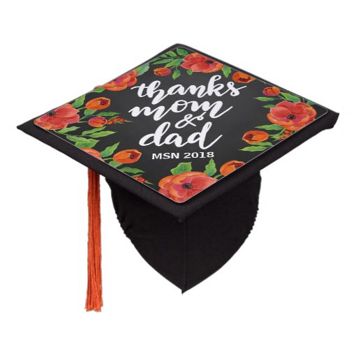 Graduation Handwritten | Thanks Mom Dad Script Graduation Cap Topper ...