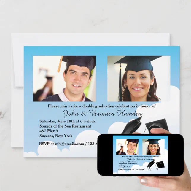 Graduation Hat Toss Photo Invitation | Zazzle