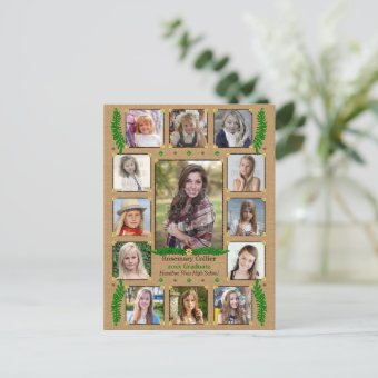 Graduation High School Photo Collage | Burlap Fern Announcement ...