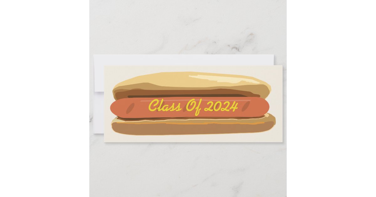 Graduation Hotdog With Mustard Class of 2024 Invitation | Zazzle
