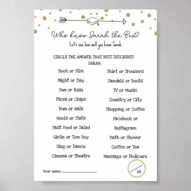 GRADUATion how well do you know games Poster | Zazzle