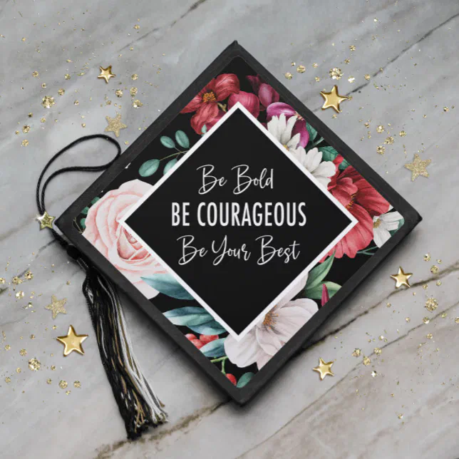 Graduation Inspiration Pink Burgundy Floral Black Graduation Cap Topper ...