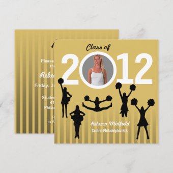 Graduation Invitation Cheerleader Add Photo Gold | Zazzle