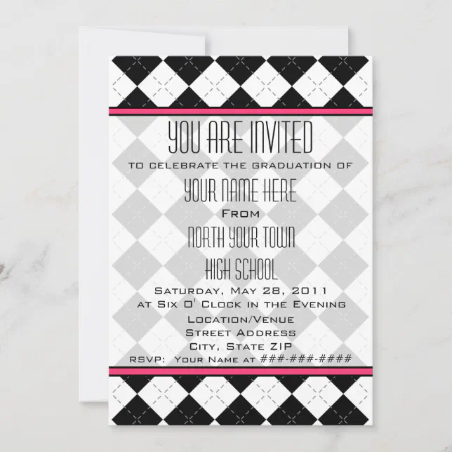 Graduation Invitation - Class of 2011 Argyle | Zazzle