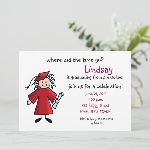 Graduation Invitation--Girl, Red Invitation | Zazzle
