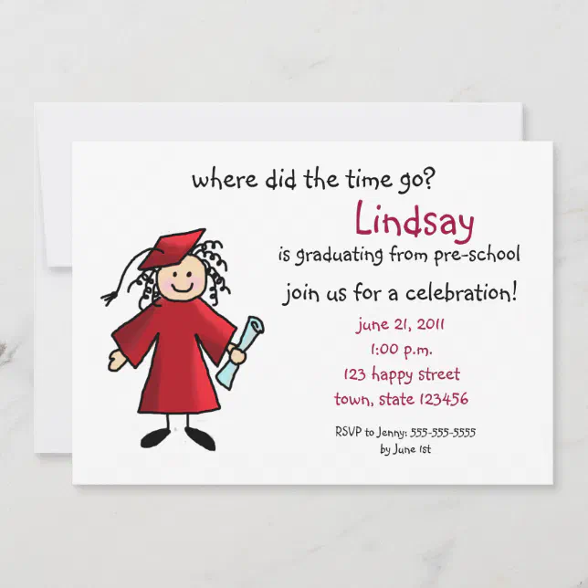 Graduation Invitation--Girl, Red Invitation | Zazzle