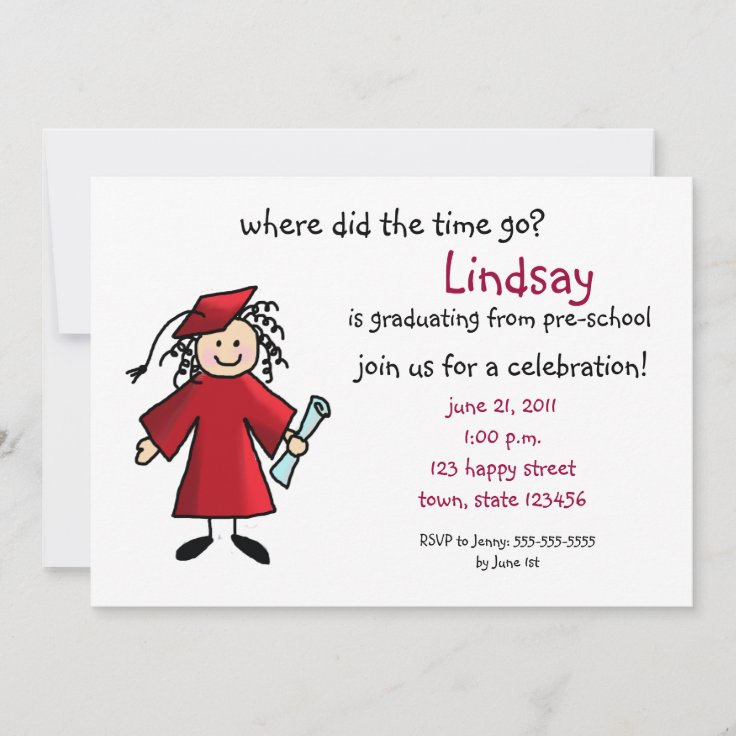 Graduation Invitation--Girl, Red Invitation | Zazzle