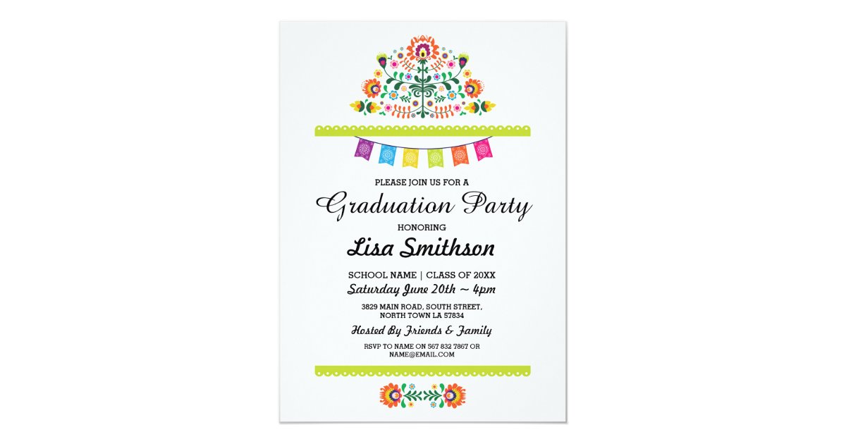 Graduation Invitation Party Fiesta Mexican Invite | Zazzle.com