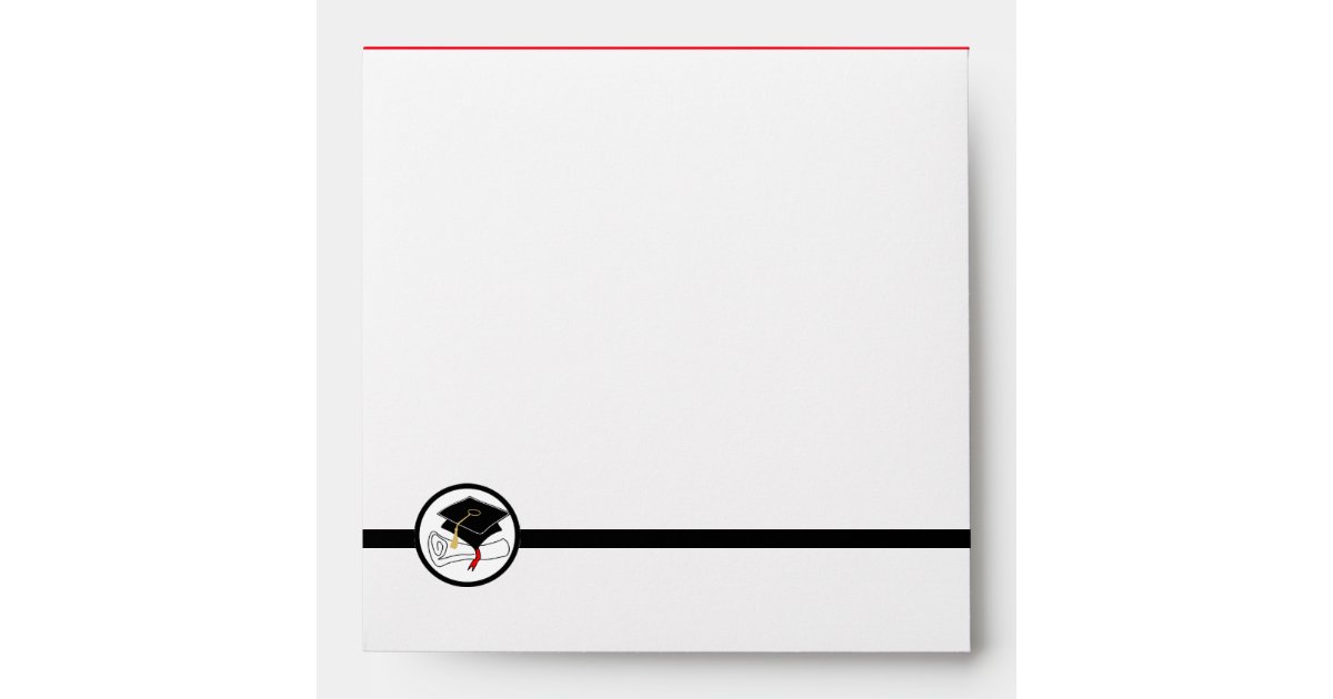 Graduation Invitation Square Envelope Red Diploma | Zazzle