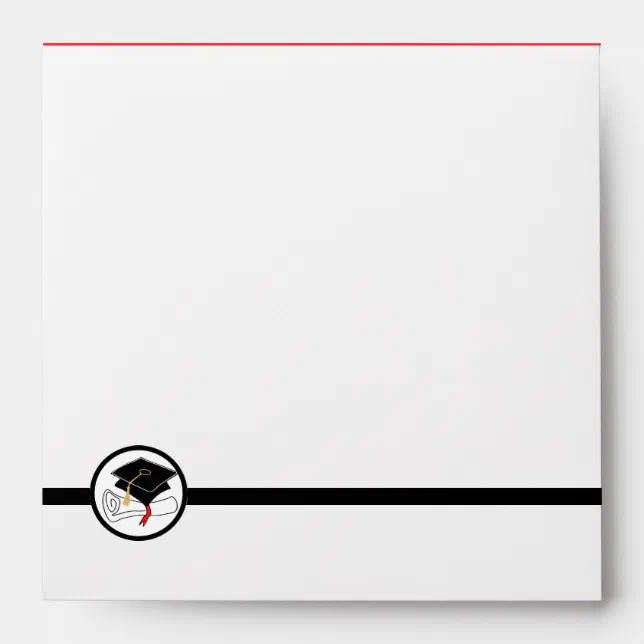 Graduation Invitation Square Envelope Red Diploma | Zazzle