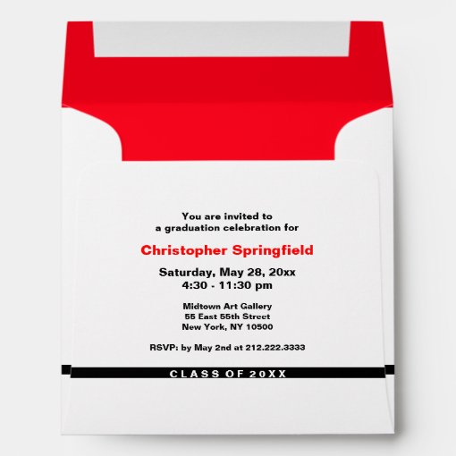 Graduation Invitation Square Envelope Red Diploma | Zazzle