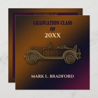 Graduation Invitation,Vintage Car,Guys,Year Insert Invitation | Zazzle