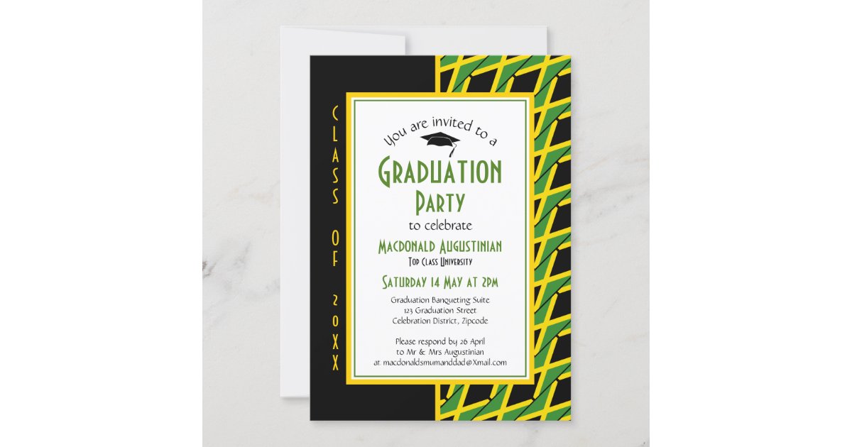 GRADUATION JAMAICA Jamaican Patriotic Invitation | Zazzle