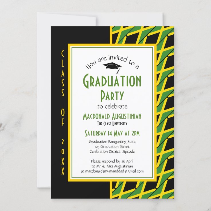 GRADUATION JAMAICA Jamaican Patriotic Invitation | Zazzle