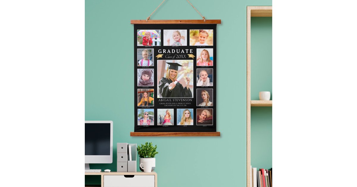 Graduation K-12 Photo Collage Graduate Keepsake Hanging Tapestry | Zazzle
