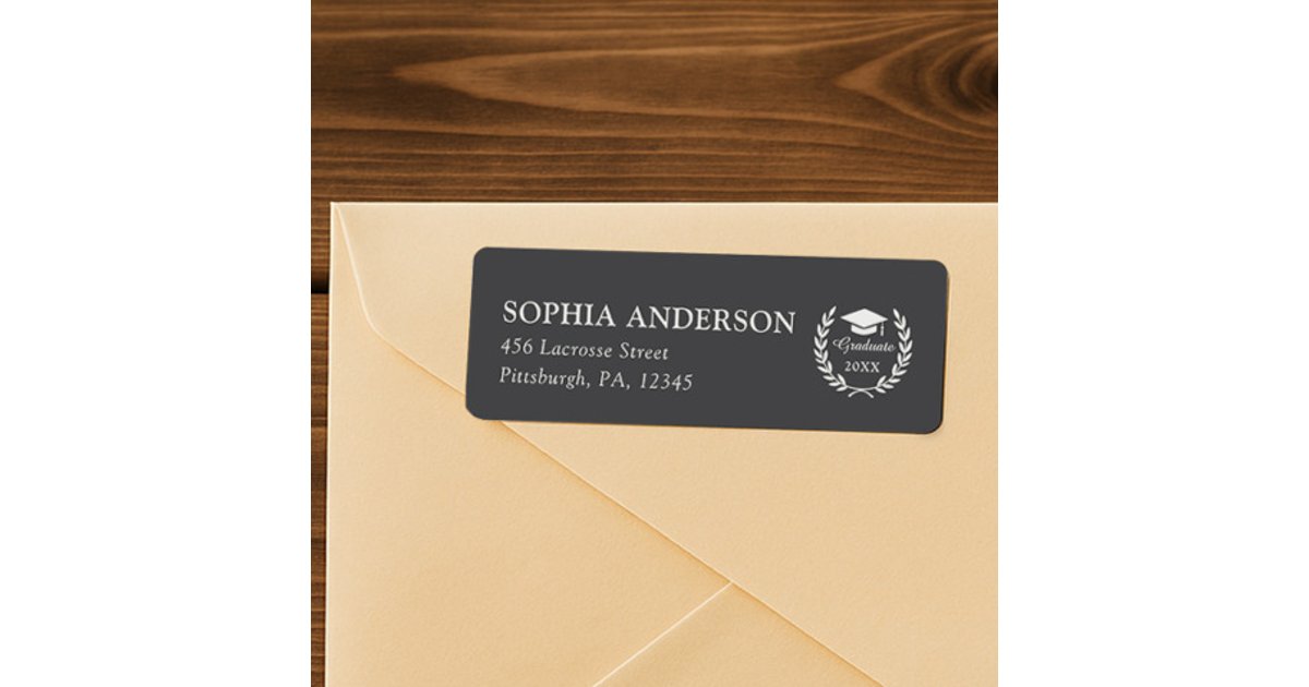 Graduation Laurel Wreath Grad Cap Return Address Label | Zazzle