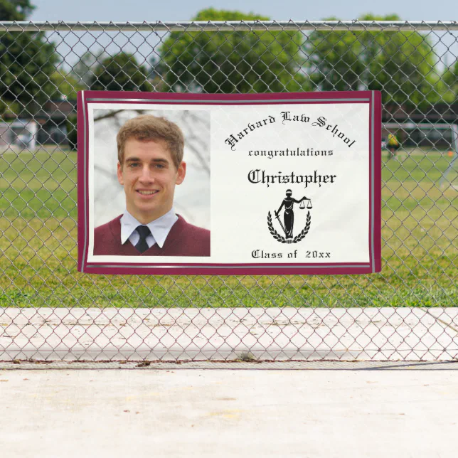 Graduation, Law School, Red, Crimson Custom Banner | Zazzle