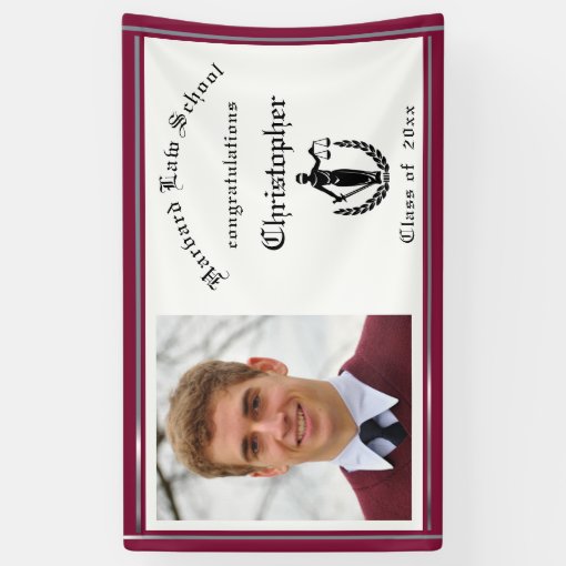 Graduation, Law School, Red, Crimson Custom Banner | Zazzle