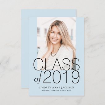 Graduation Light Blue Stacked Text Photo Invite | Zazzle