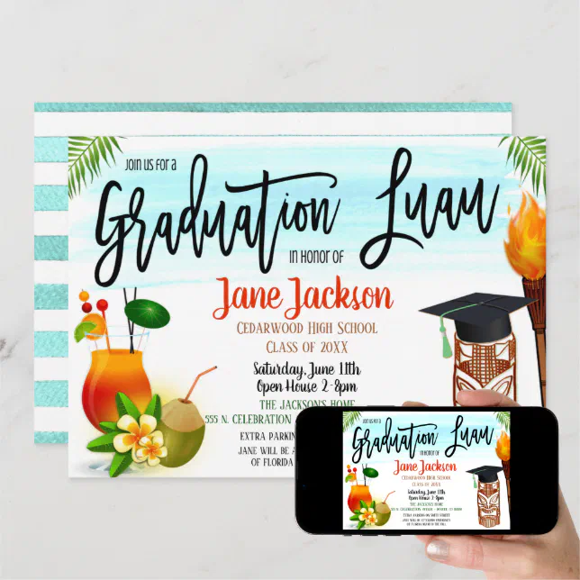 Graduation Luau Celebration Invitation | Zazzle