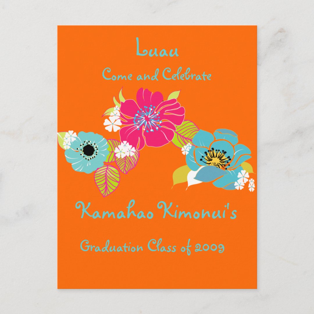 Graduation Luau Invitations/DIY background Invitation Postcard | Zazzle