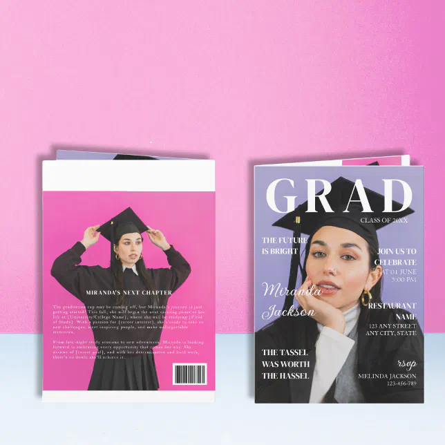 Graduation Magazine Invitation Fun Modern Booklet | Zazzle