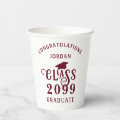 Graduation Maroon Class Year Congrats Name Paper Cups | Zazzle