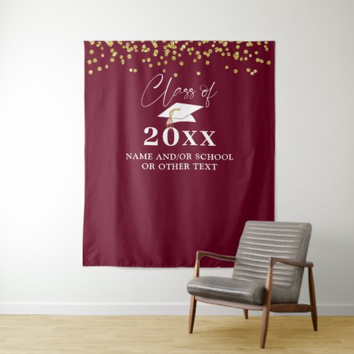 Graduation Maroon Confetti Photo Backdrop | Zazzle