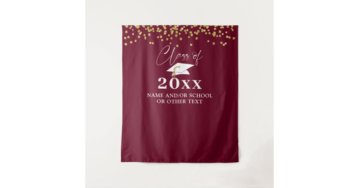 Graduation Maroon Confetti Photo Backdrop | Zazzle