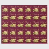 Graduation Maroon Metallic Gold Class Year Wrapping Paper | Zazzle