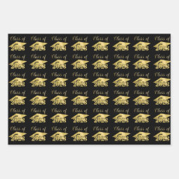 Graduation Metallic Gold Class Year Custom Color Wrapping Paper Sheets ...