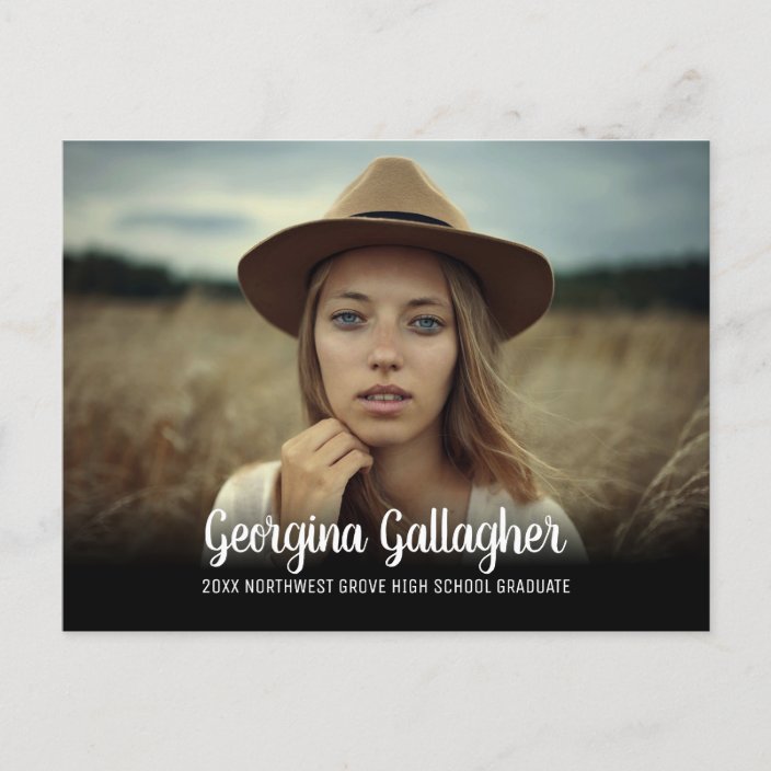 Graduation Modern Bold Photo | Grad Name Script Announcement Postcard ...