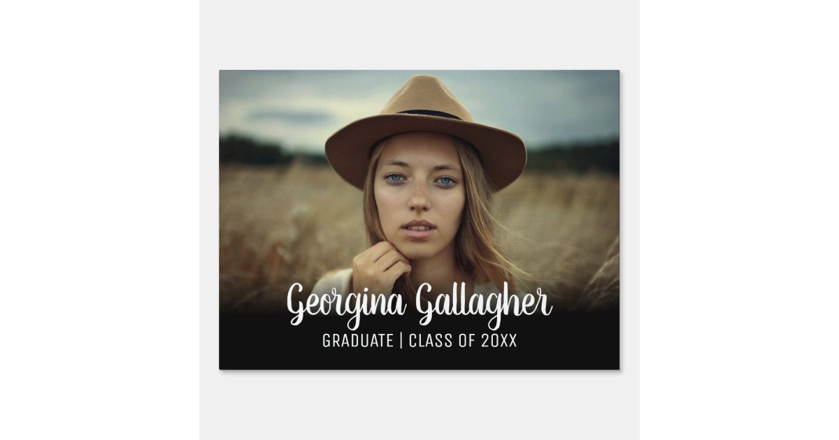 Graduation Modern Bold Photo | Grad Name Script Sign | Zazzle