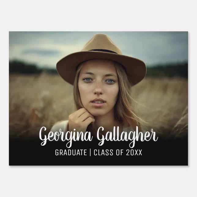 Graduation Modern Bold Photo | Grad Name Script Sign | Zazzle