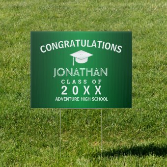 Graduation Modern Congratulations Green Yard Sign | Zazzle