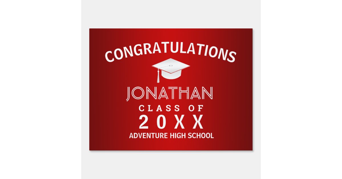 Graduation Modern Congratulations Red Yard Sign | Zazzle