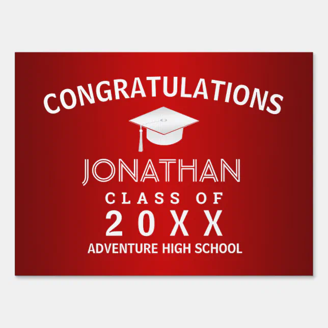 Graduation Modern Congratulations Red Yard Sign | Zazzle